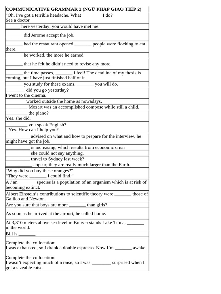 COMMUNICATIVE GRAMMAR 2 (NGỮ PHÁP GIAO TIẾP 2) | PDF