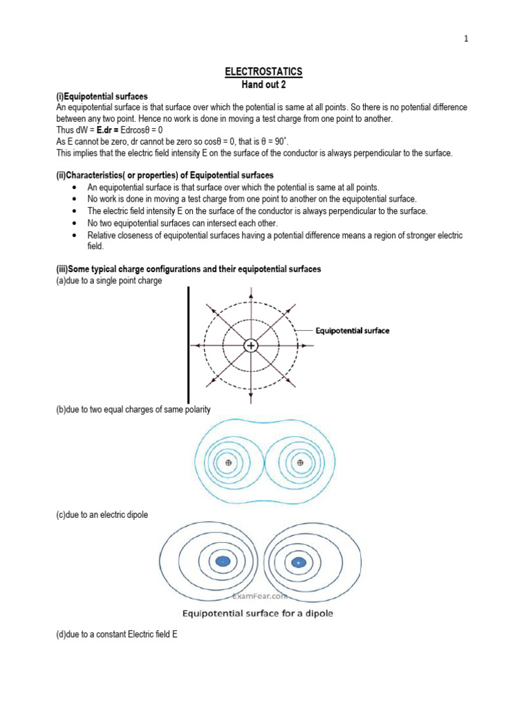 Equipotential Surfaces Explained | PDF | Electric Field | Dielectric