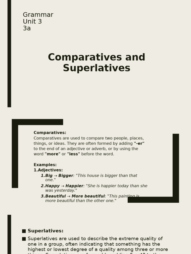 Grammar Unit 3 3a: Comparatives and Superlatives | PDF | Adjective ...
