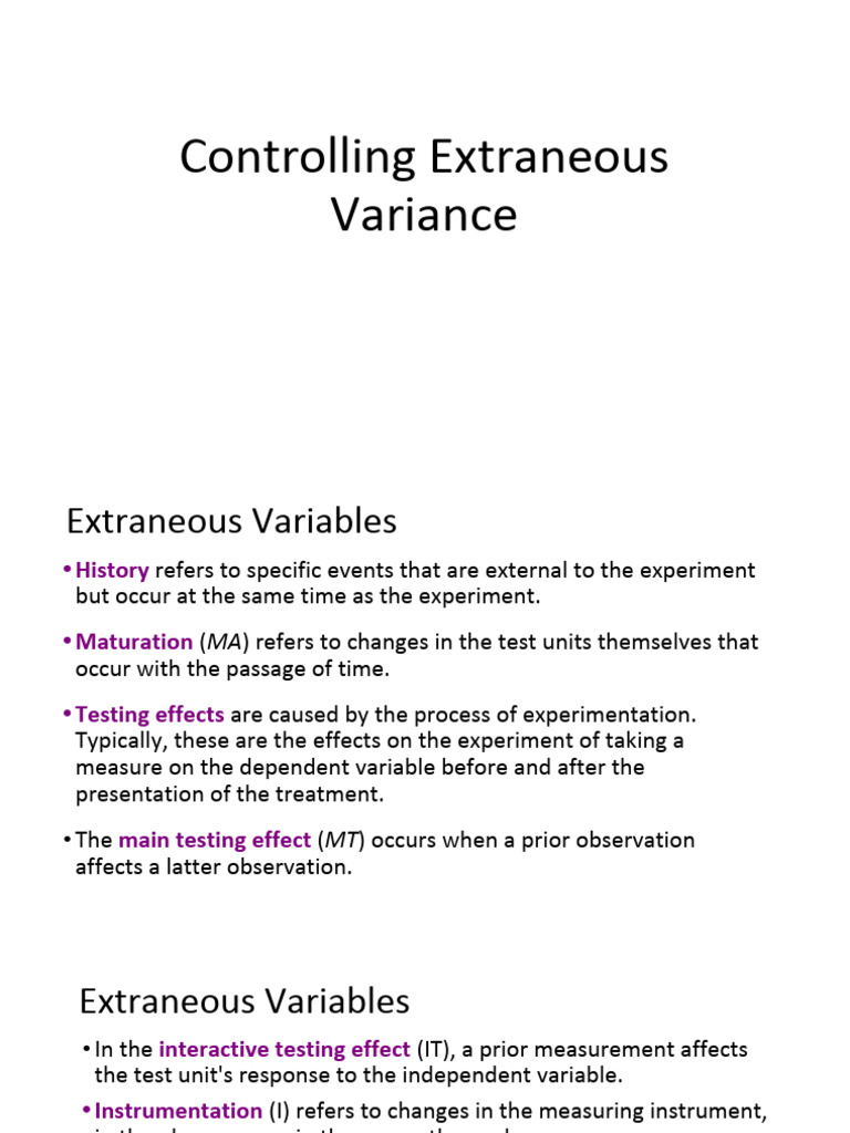 Controlling Extraneous Variance | PDF | Experiment | Sampling (Statistics)