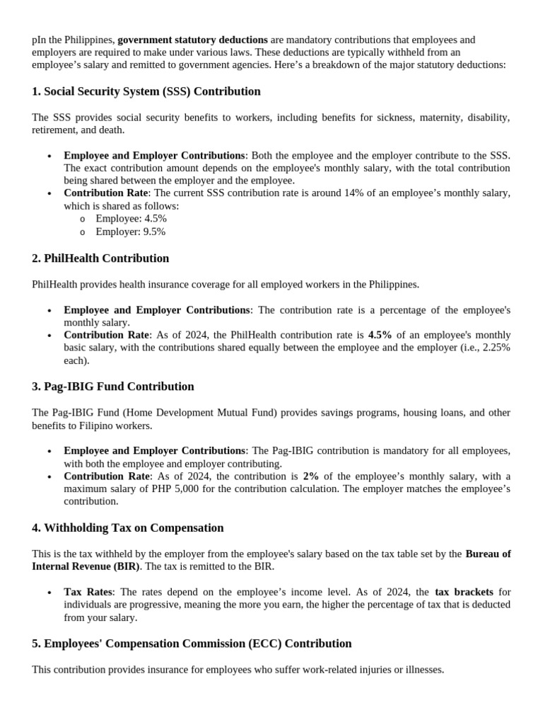 Government Statutory Deductions | PDF | Employment | Social Security ...