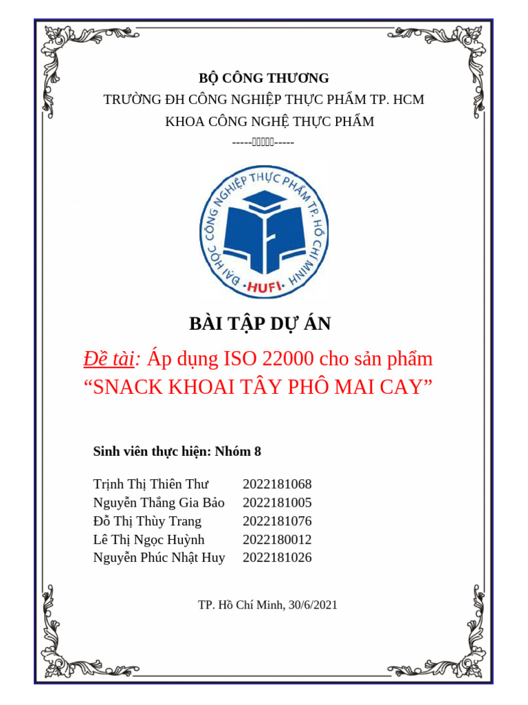(123doc) - Ap-Dung-Iso-22000-Cho-San-Pham-Snack-Khoai-Tay-Pho-Mai-Cay | PDF