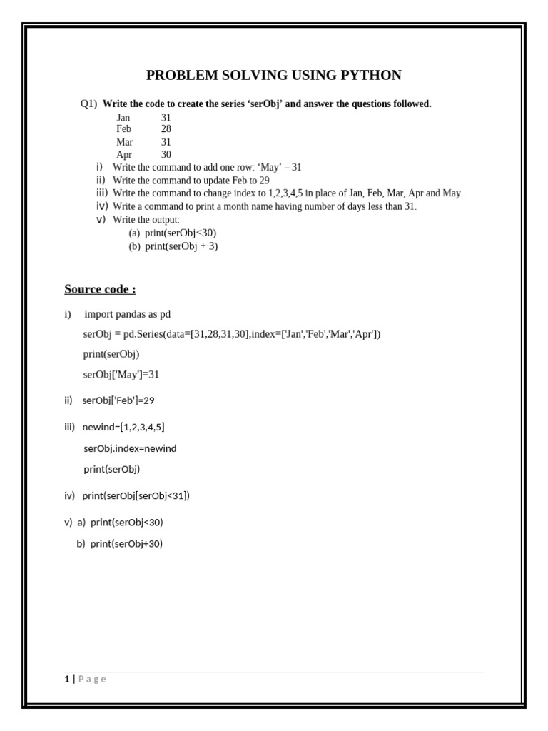 Problem Solving Using Python: Source Code | PDF