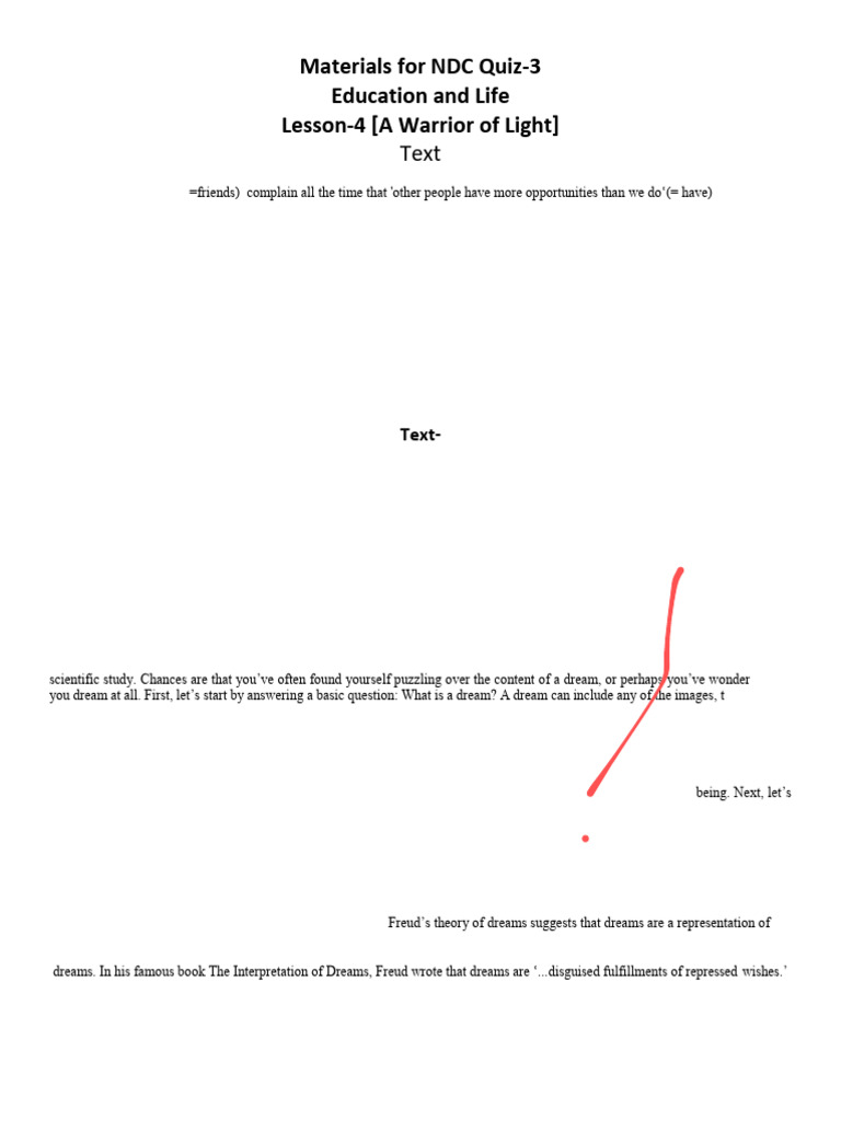 NDC Nov 24 Quiz-3 | PDF | Unconscious Mind | Dream