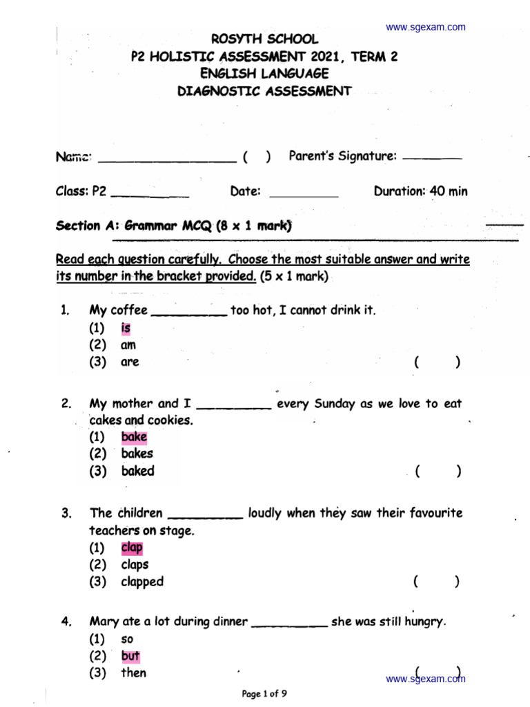 2021 P2 English HA2 Rosyth | PDF