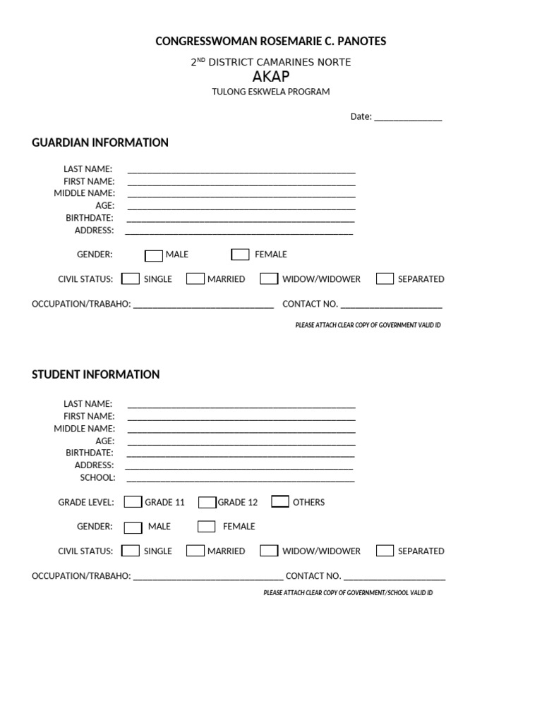 Akap Form | PDF