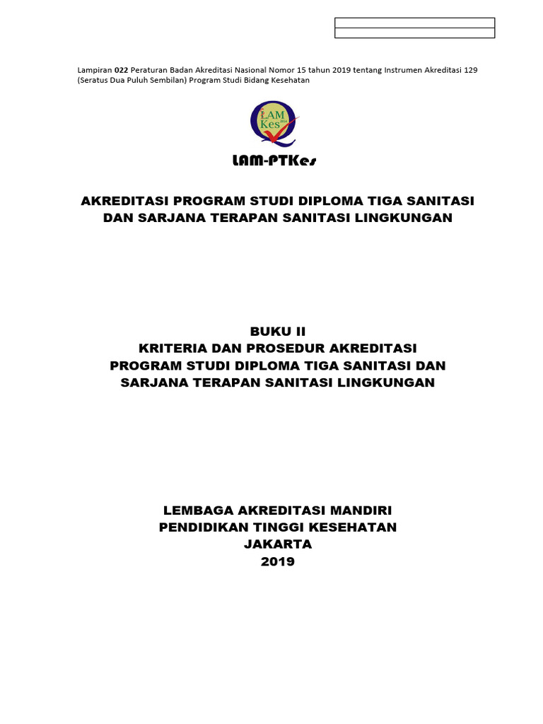 Buku 2-Kriteria Dan Prosedur Akreditasi-D3 Sanitasi & STR Sanitasi ...