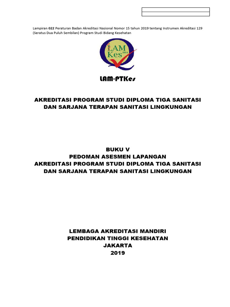 Buku 5-Pedoman Asesmen Lapangan Akreditasi-D3 Sanitasi & STR Sanitasi ...