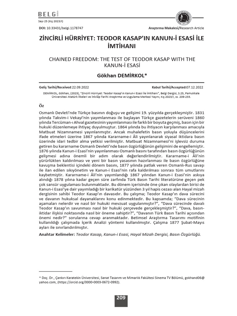 Zincirli Hurriyet Teodor Kasapin Kanun I | PDF