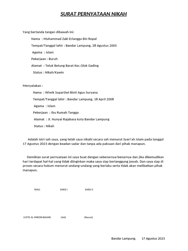 Yang Bertanda Tangan Dibawah Ini | PDF