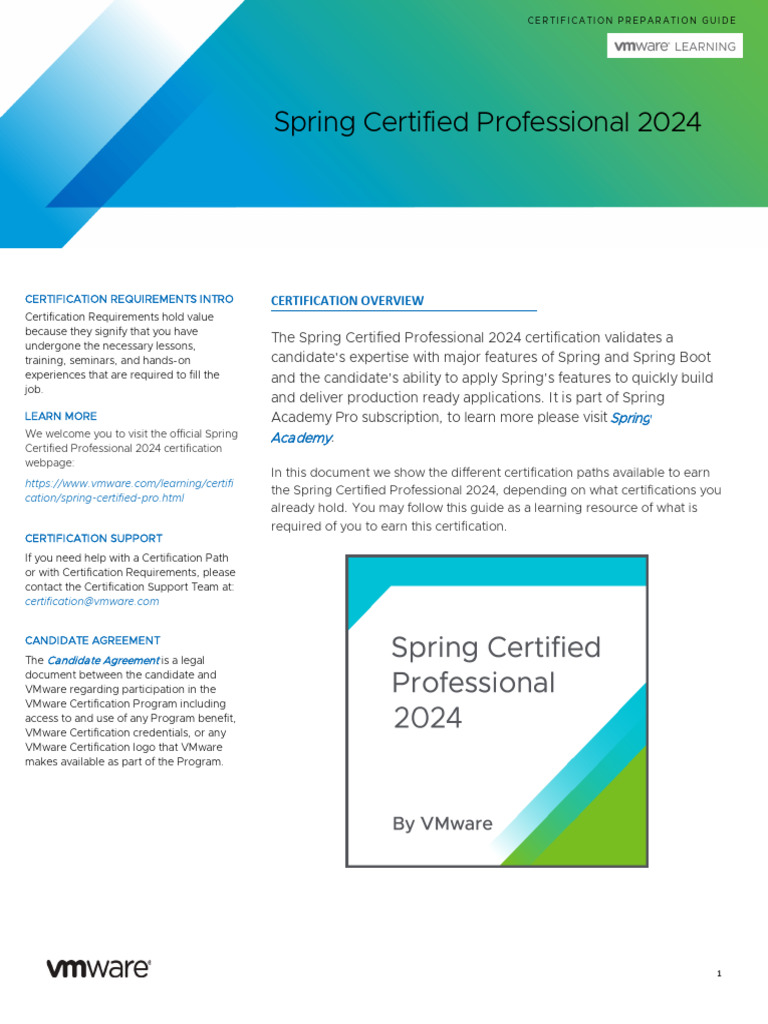 VMW Spring Certified Professional | PDF | Certification