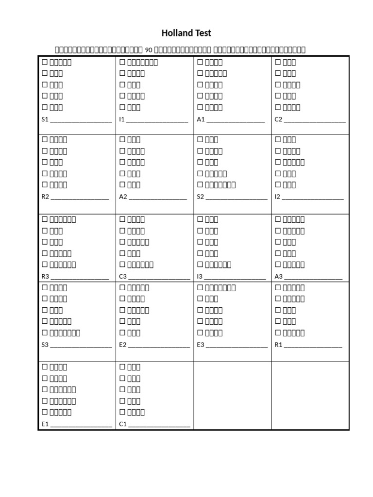 Holland Test (Q) | PDF