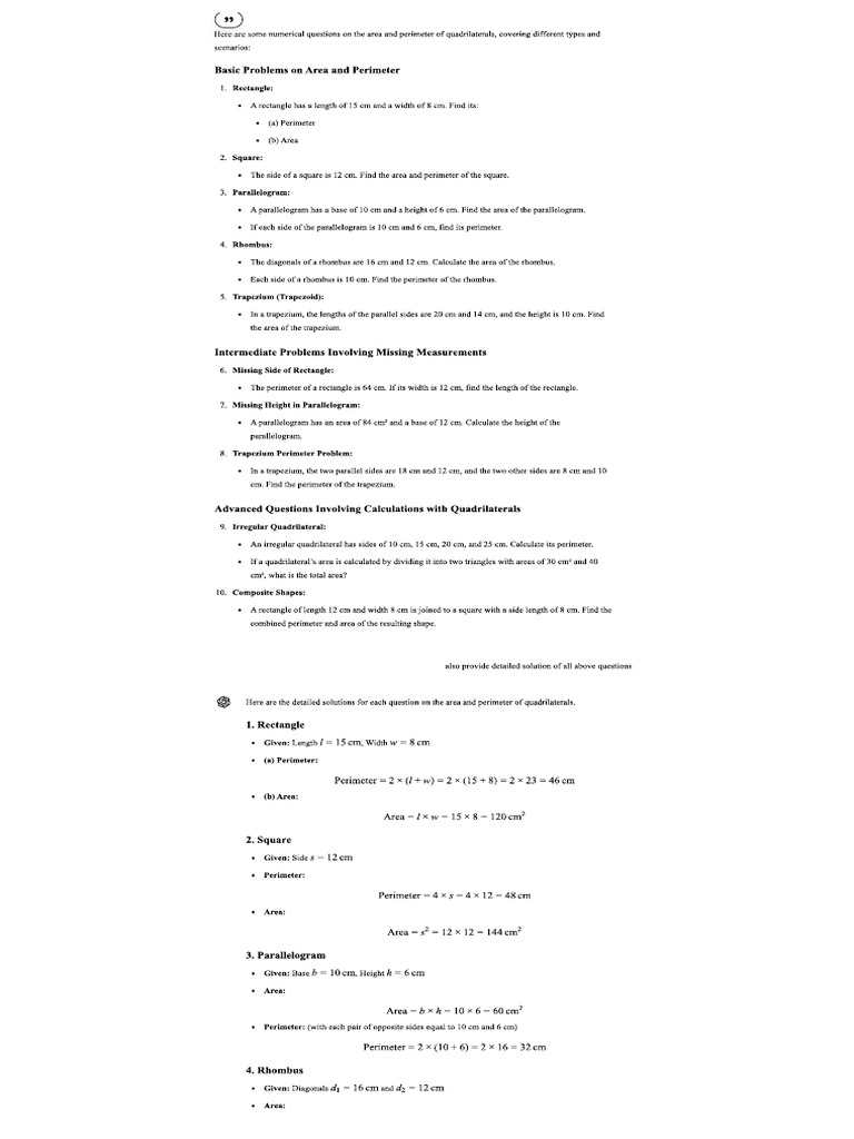 Questions On Quadrilaterals | PDF