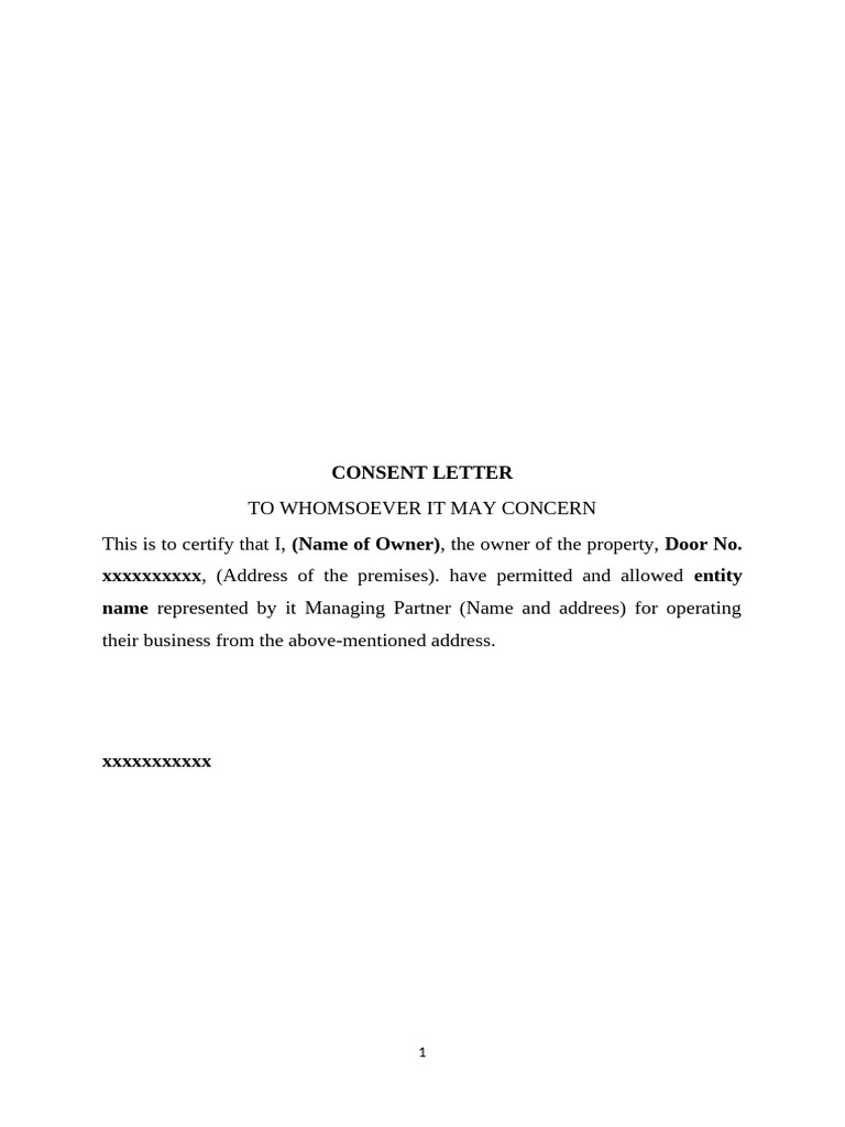 Business Address Consent Letter | PDF