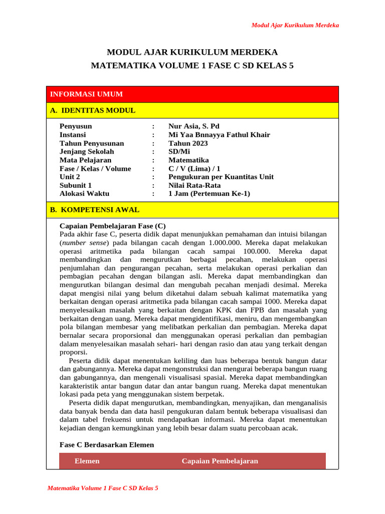 Modul Ajar MTK Volume 1 Bab 2 | PDF