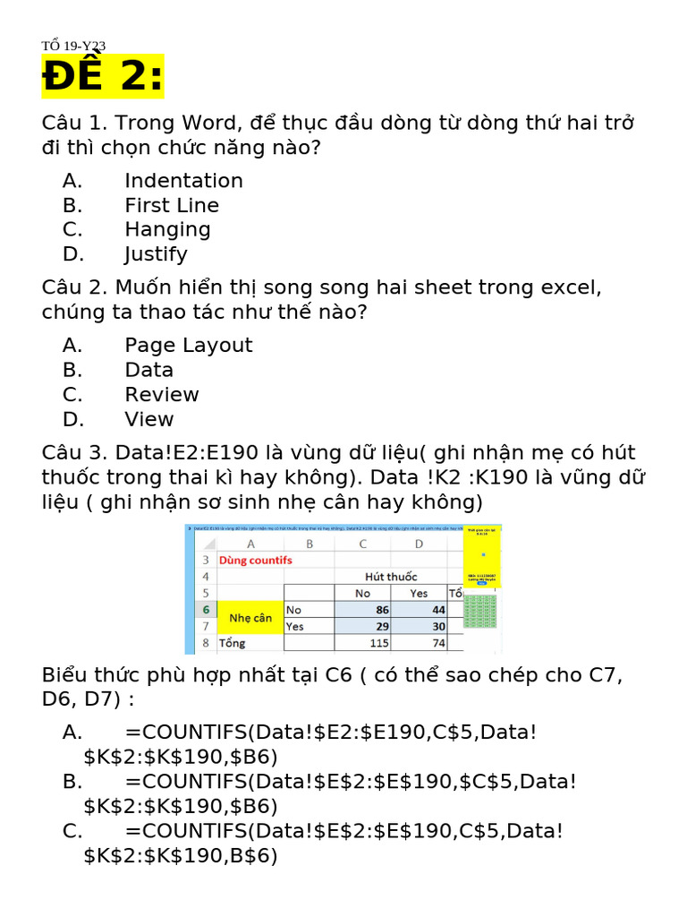 ĐỀ 2 TIN HỌC Y23 | PDF