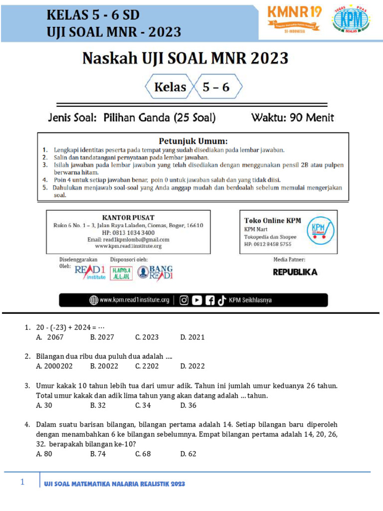 5-6 Uji Soal MNR 2023 | PDF