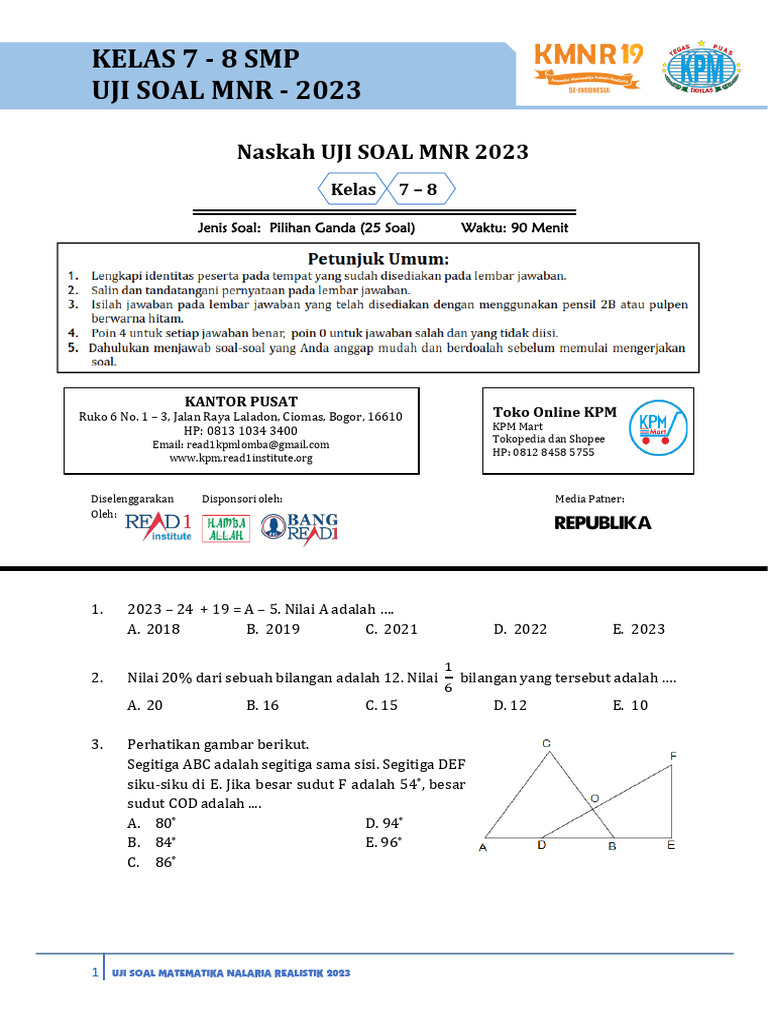7-8 Uji Soal MNR 2023 | PDF