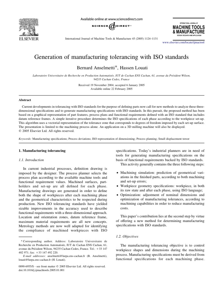 Generation of Manufacturing Tolerancing With ISO Standards | PDF ...