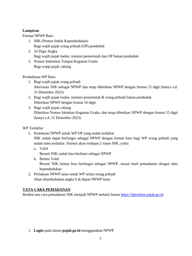 Lampiran Instruksi Pemadanan NIK | PDF