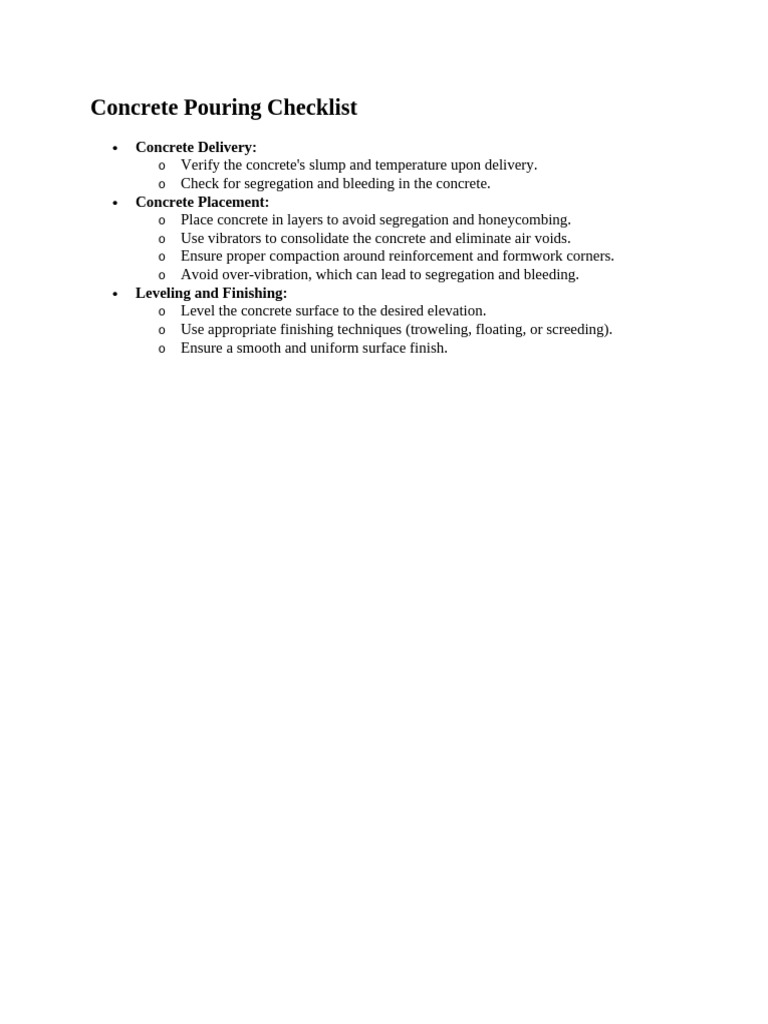 Concrete Pouring Best Practices | PDF