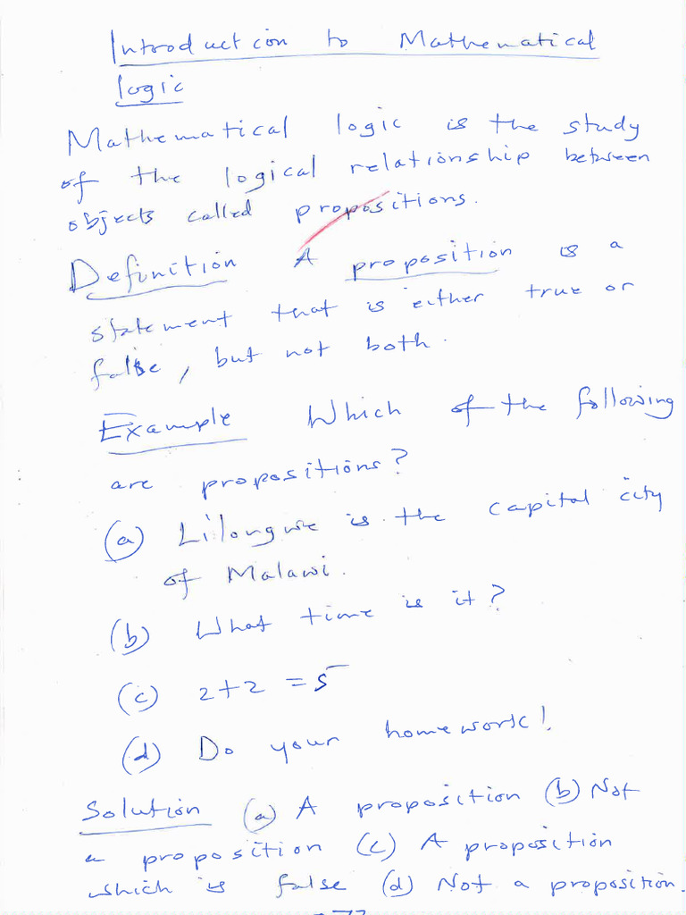 Intro To Math Logic | PDF