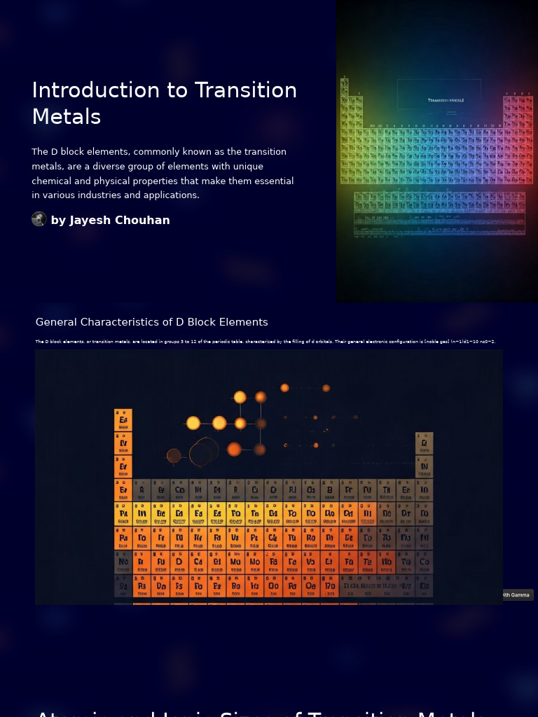 Overview of Transition Metals Properties | PDF | Transition Metals ...