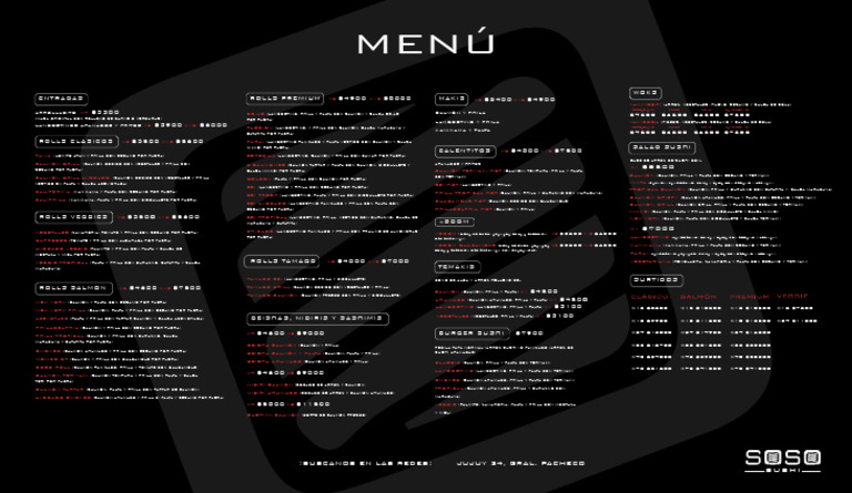 Menú Soso | PDF | Alimentos preparados | Alimentos