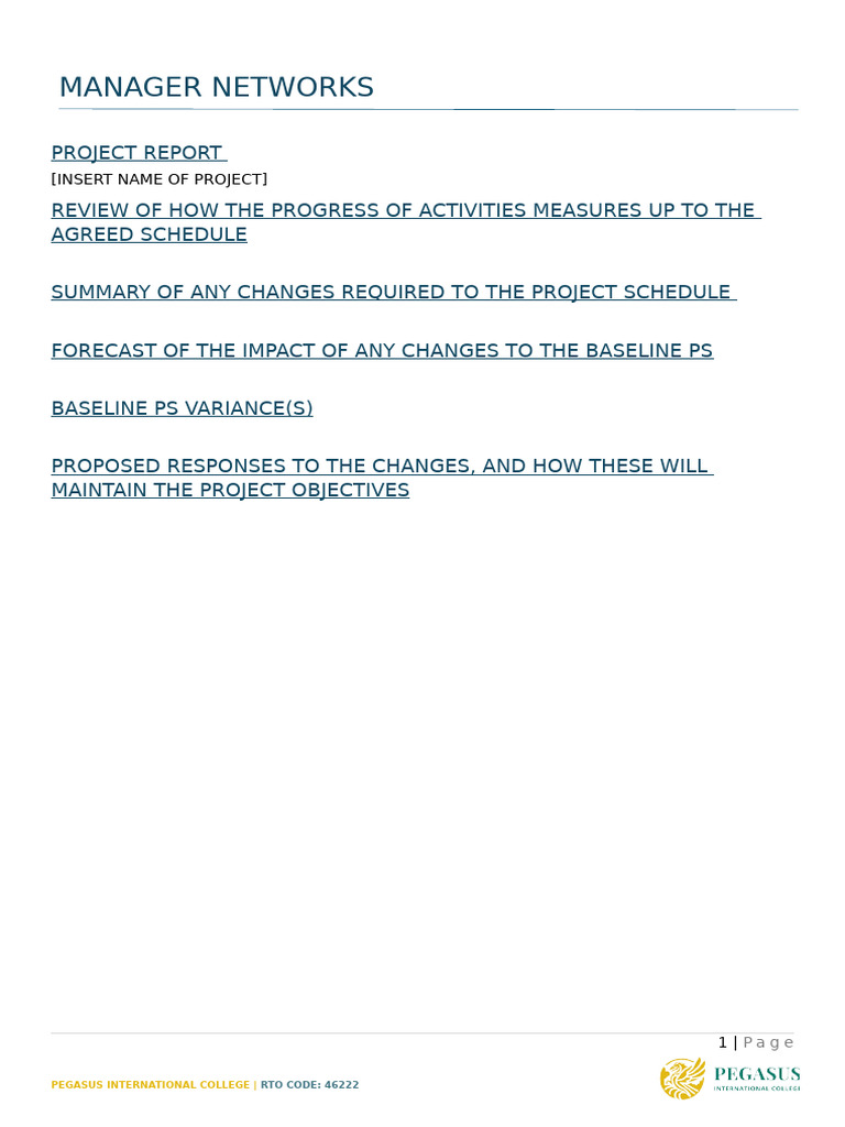 BSBPMG531 Project Report Template | PDF