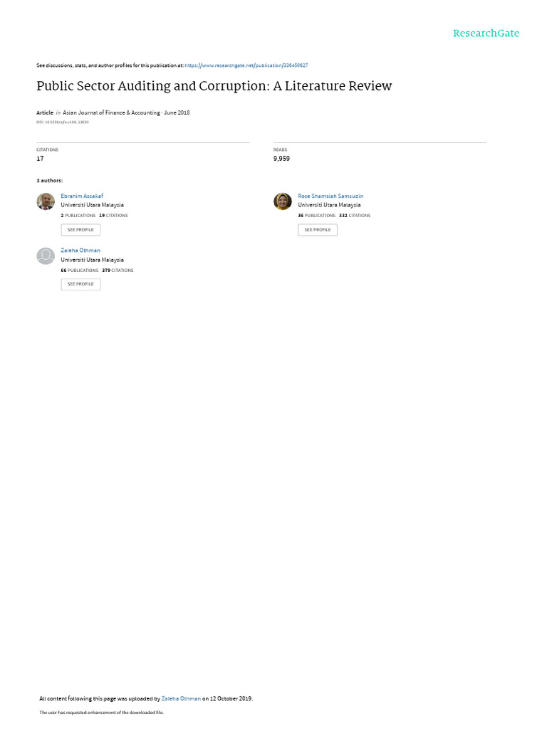 Public Sector Auditing & Corruption Review | PDF | Audit | Corruption