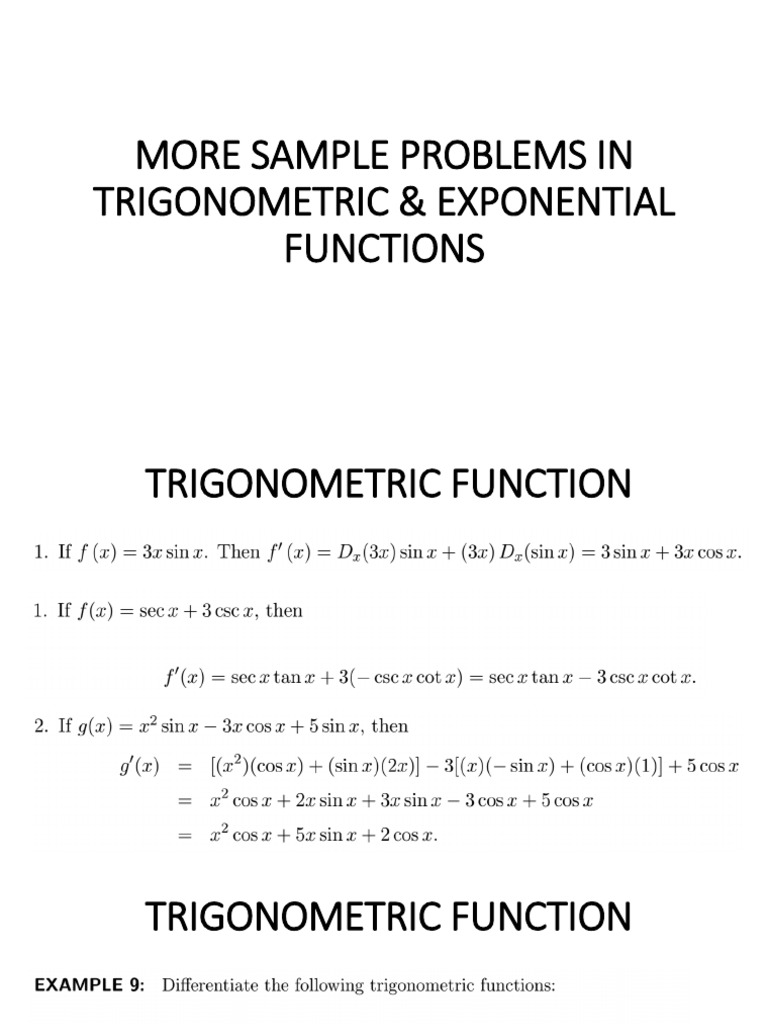 Trig & Exponential Practice Problems | PDF