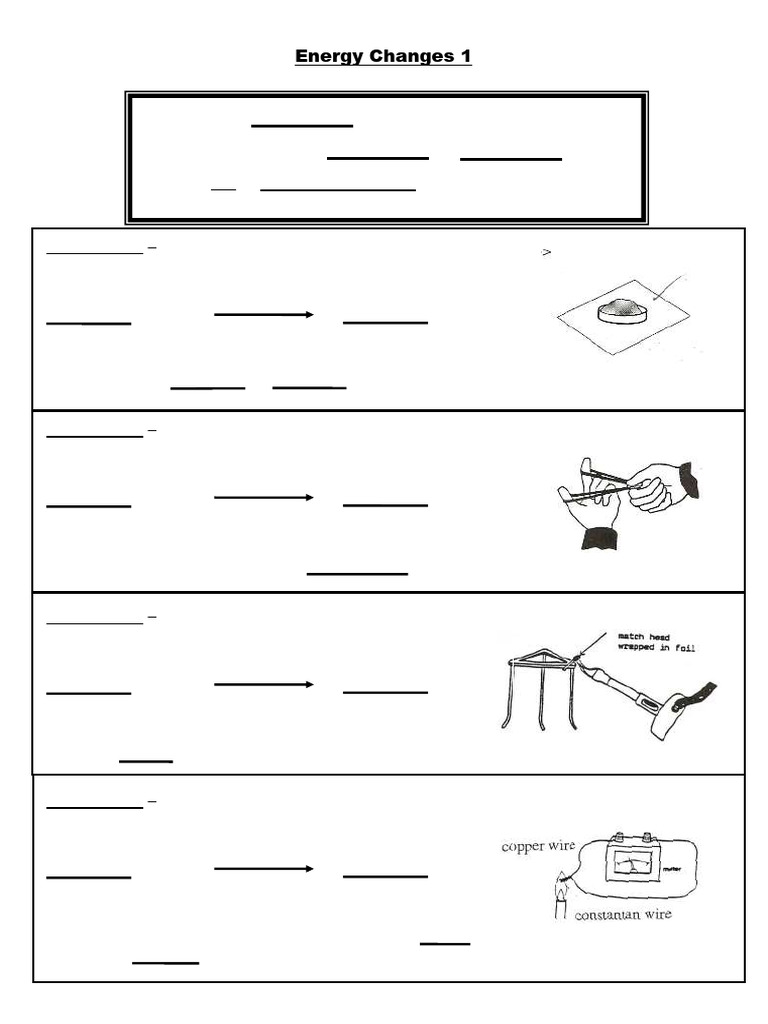 Energy Changes Worksheet | PDF | Potential Energy | Nature