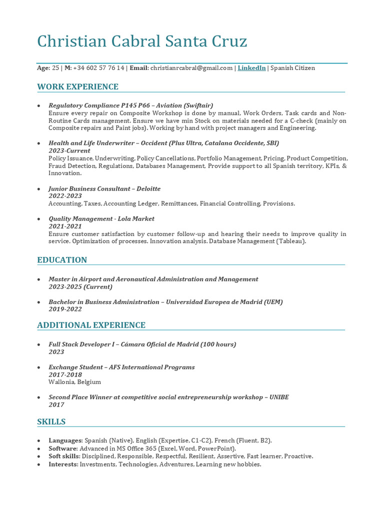 CV Christian Cabral Eng | PDF | Business