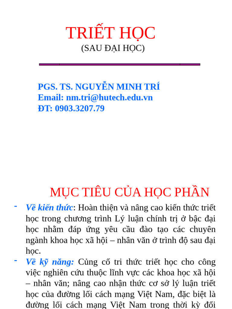 Triet Hoc - SDH - 2023 - Full | PDF