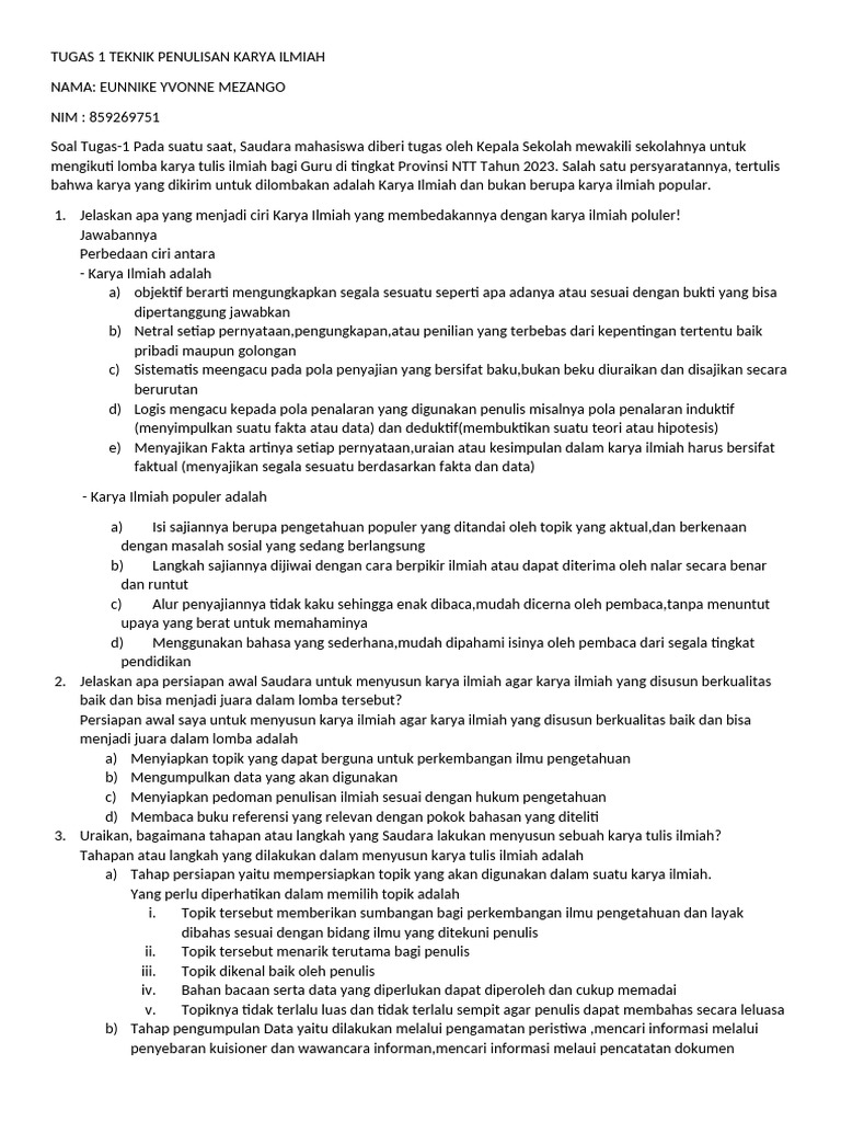 Tugas 1 Teknik Penulisan Karya Ilmiah | PDF | Filsafat | Seni