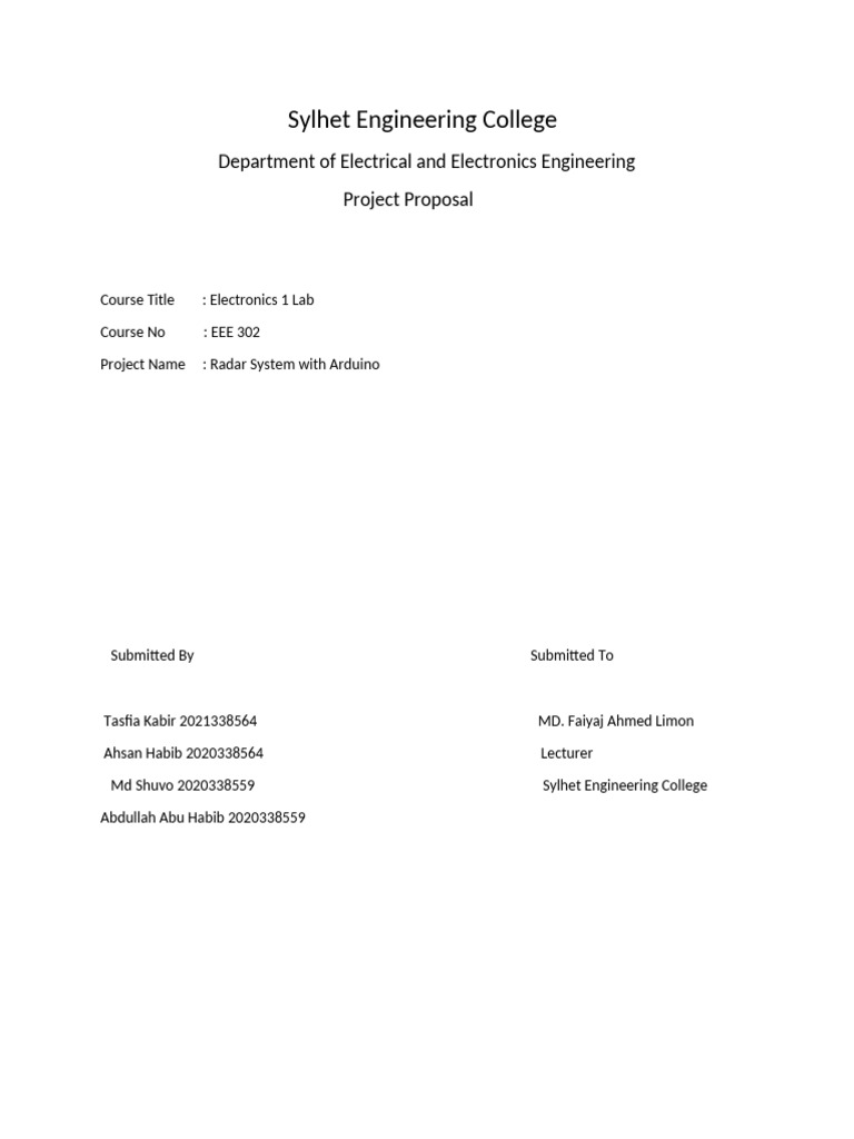 Radar System Project Proposal | PDF | Technology & Engineering