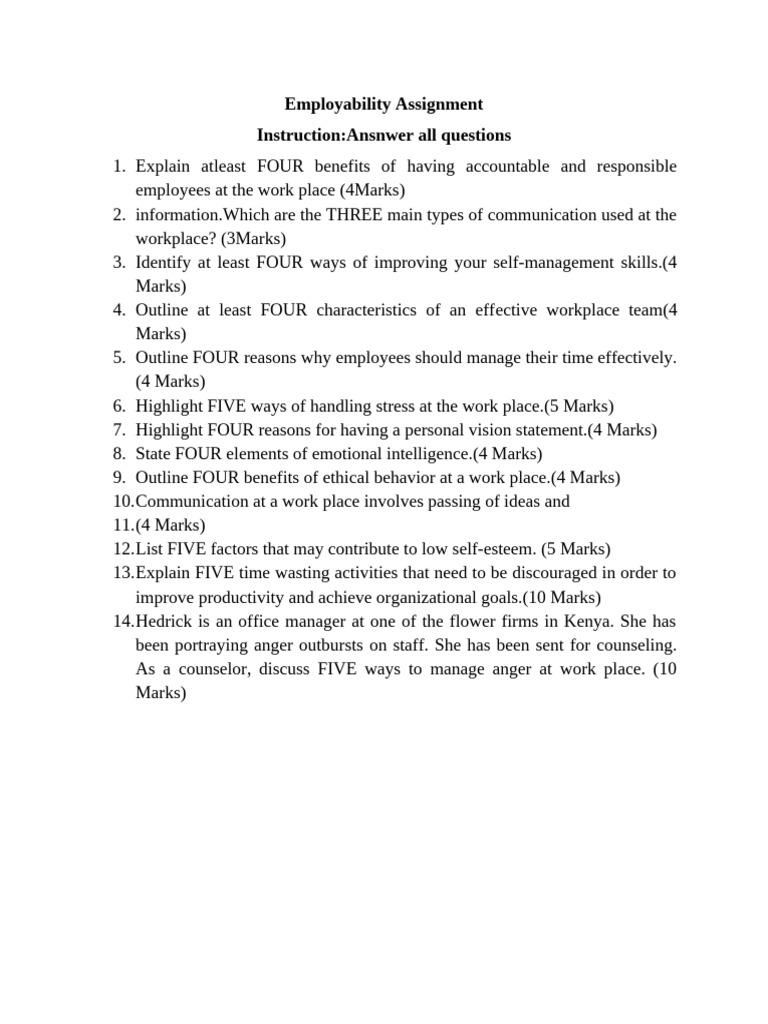 Employability Skills Assessment Materials | PDF | Career & Growth