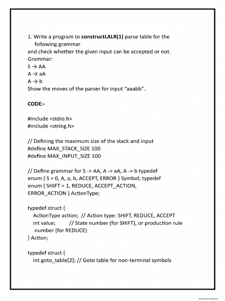 Lab Assignment 10 LALR - U22CS137 | PDF