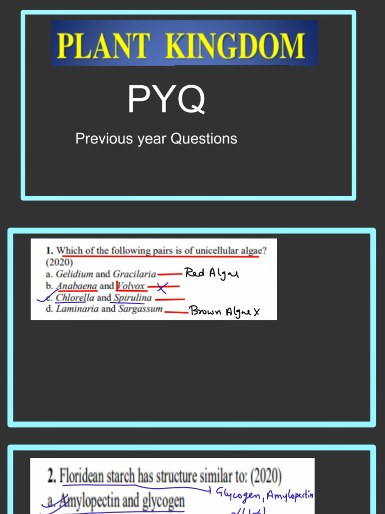 Plant Kingdom - PYQs - PLANT Kingdom - PYQ (1) - Compressed | PDF