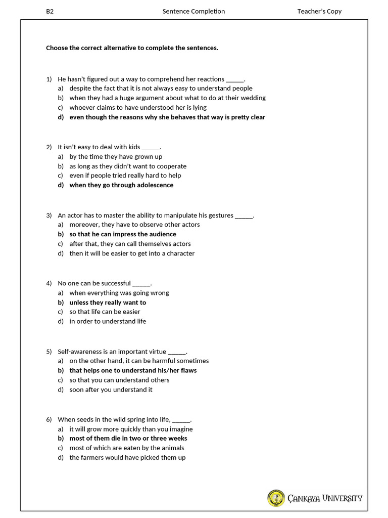 Sentence Completion Test 11 - B2sec011t | PDF | Travel | Foreign ...