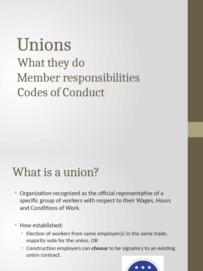MC3 Unit 1 Orientation and Industry Awareness - Unions - What They Do ...