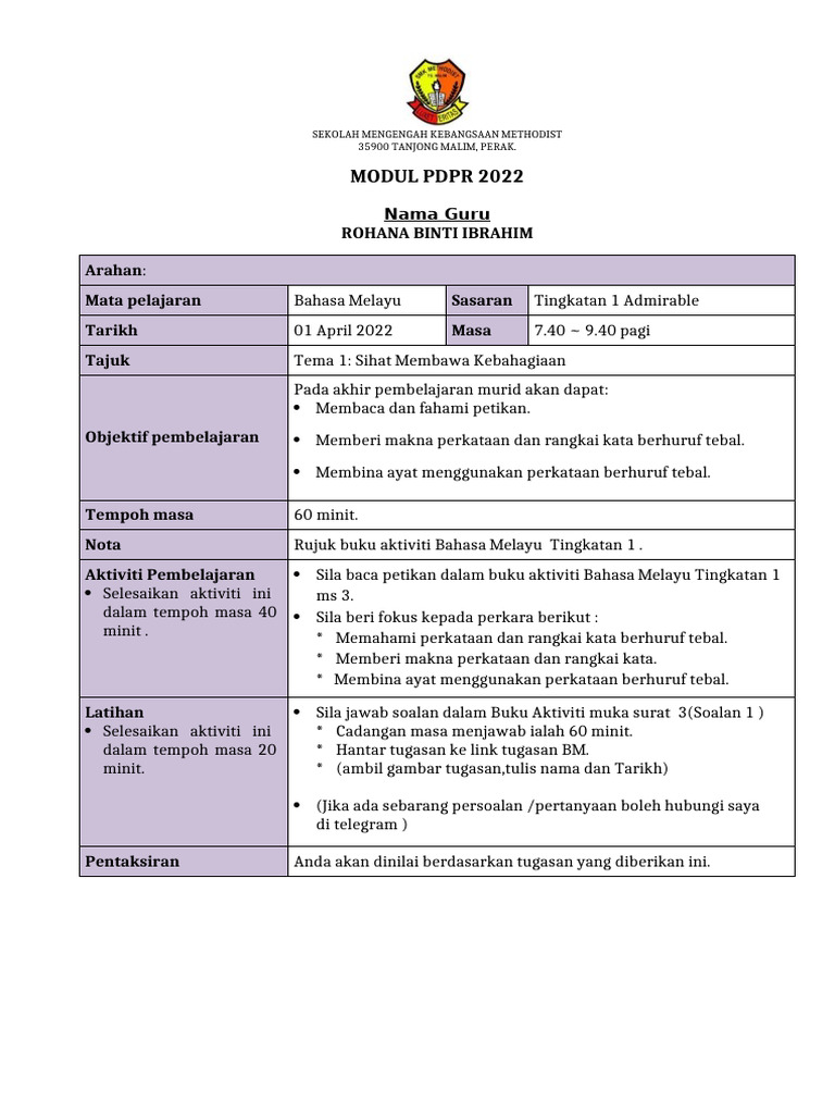 PDPR BM 1admirable-01042022 | PDF