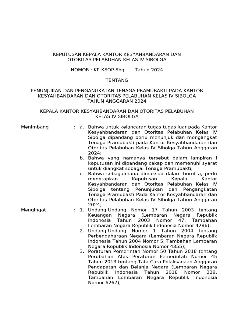 Kontrak Kerja PPNPN 2024 | PDF