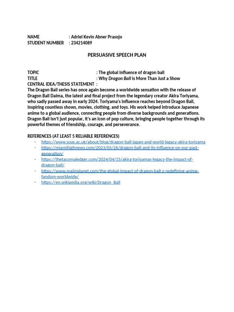 Persuasive Speech-Plan | PDF