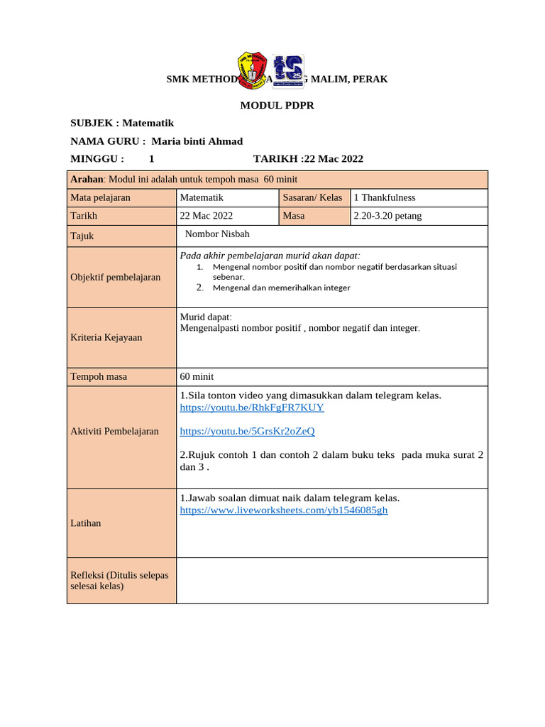 Modul PDPR Mate t1 | PDF