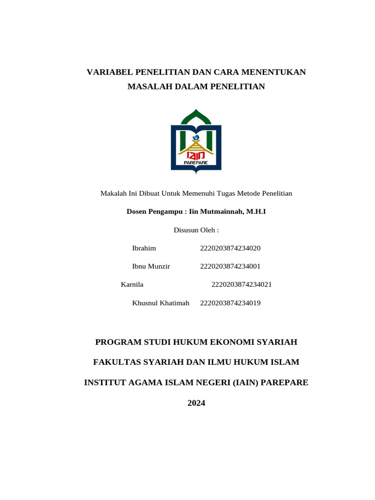 Variabel Penelitian Klompok 3 | PDF | Karier & Perkembangan