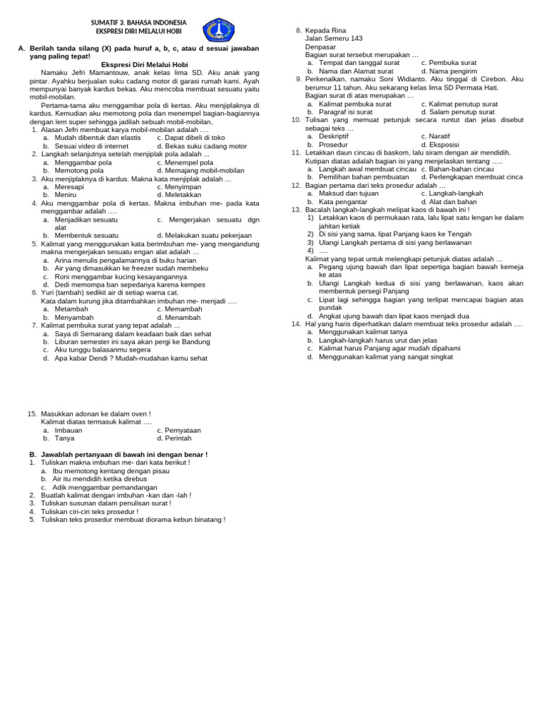 SUMATIF 3. Ekspresi Diri Melalui Hobi | PDF