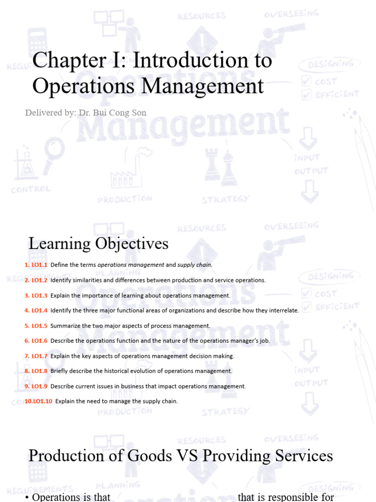 Student Slide OM - Chapter 1 | PDF | Operations Management | Supply Chain