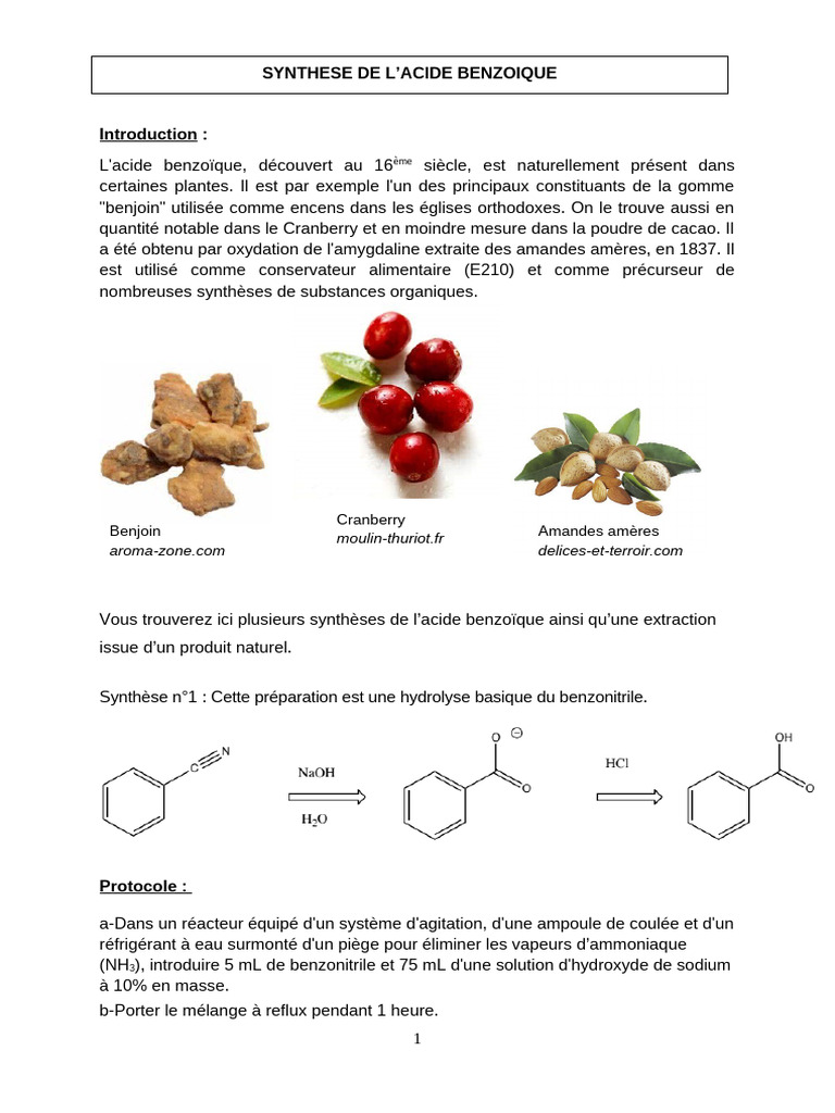 Synthèse de l'acide benzoïque | PDF | Acide | Chimie