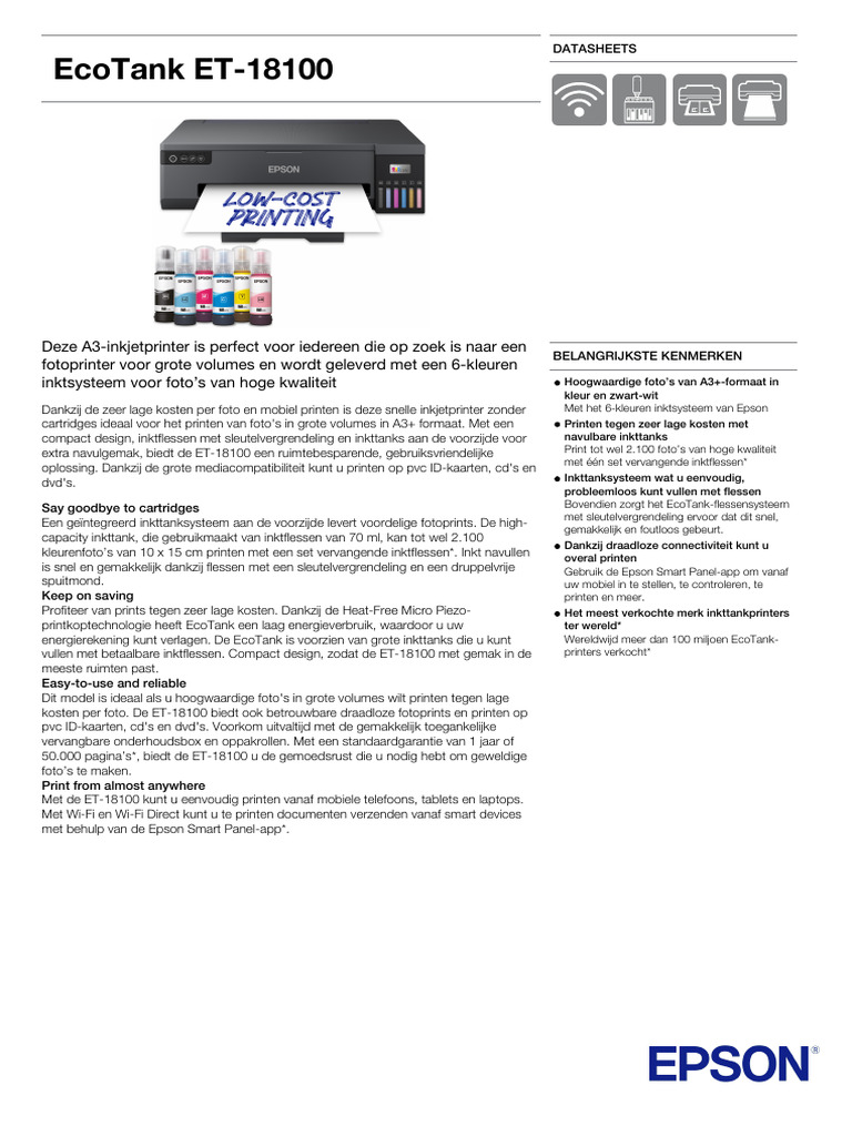 Ecotank Et 18100 Datasheet | PDF